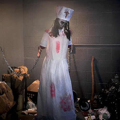 💀 Convulsing Nurse Animatronic – Terrifying Haunted Hospital Prop